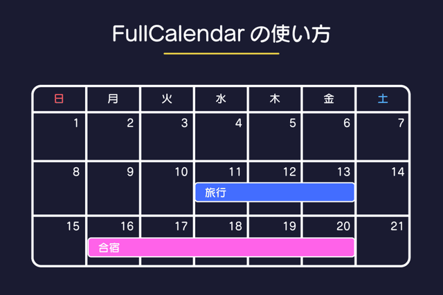【FullCalendar】javascriptでカレンダー表示を行う | KumaTechLab